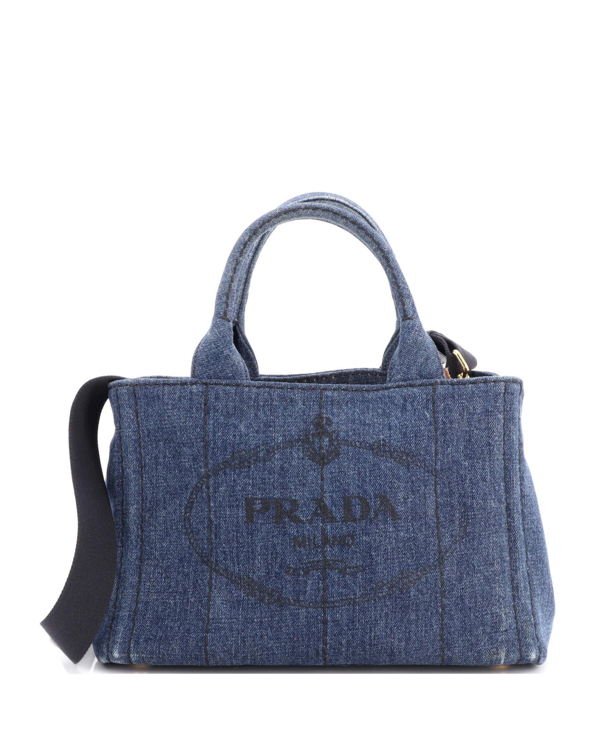 Click here for Pre-Owned Prada Mini Canapa Convertible Tote Denim... prices