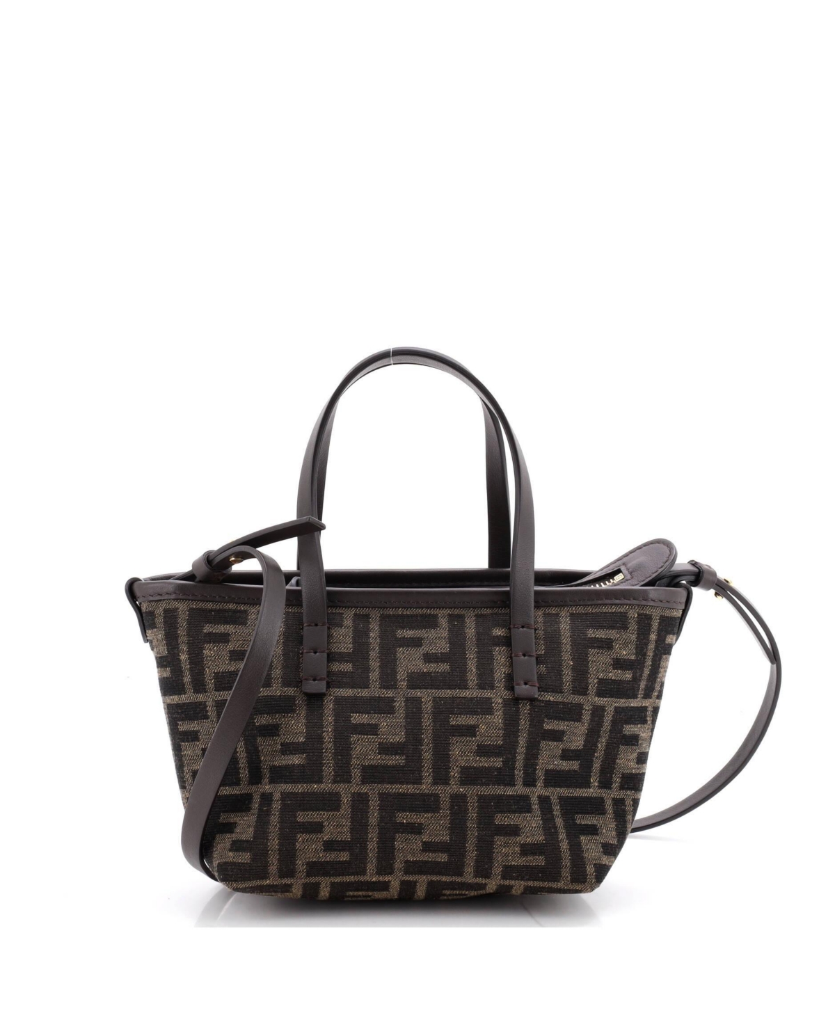 Click here for Pre-Owned Fendi Mini Roll Tote Ff Fabric with Leat... prices
