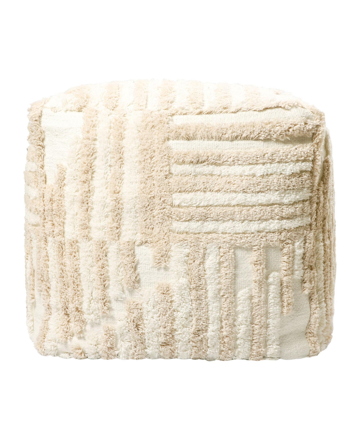 Click here for HomeRoots 18 Cotton Cube Striped Pouf Ottoman prices