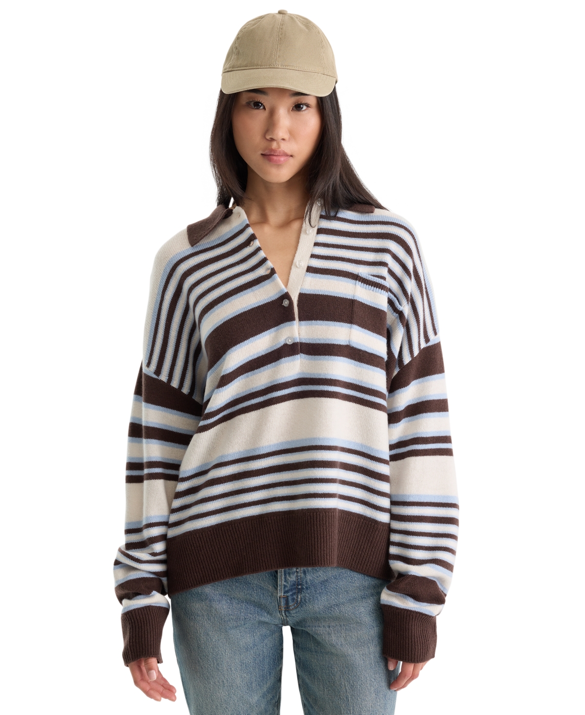Click here for Good American Womens Oversized Rugby Collared Swea... prices