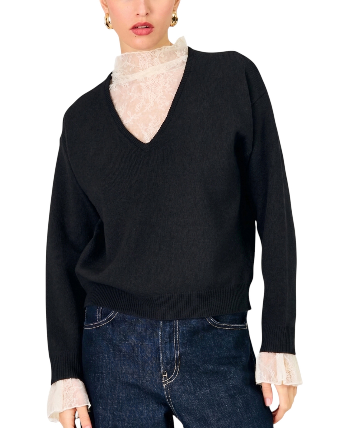 Click here for Line & Dot Womens Mock-Neck Long-Sleeve Sweater -... prices