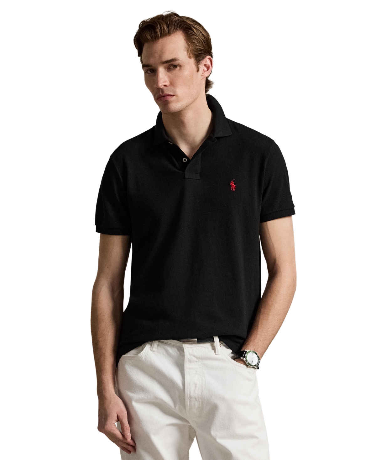 Polo Ralph Lauren Mens Custom Slim Fit Mesh Polo - Polo Black