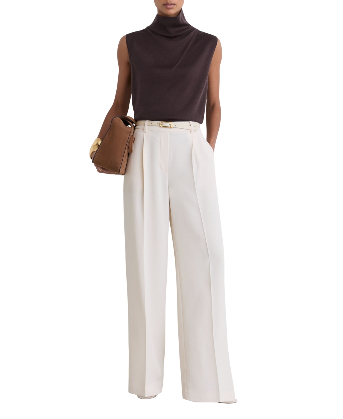 Click here for Reiss Womens Eden Wide-Leg Elasticated-Waist Twill... prices