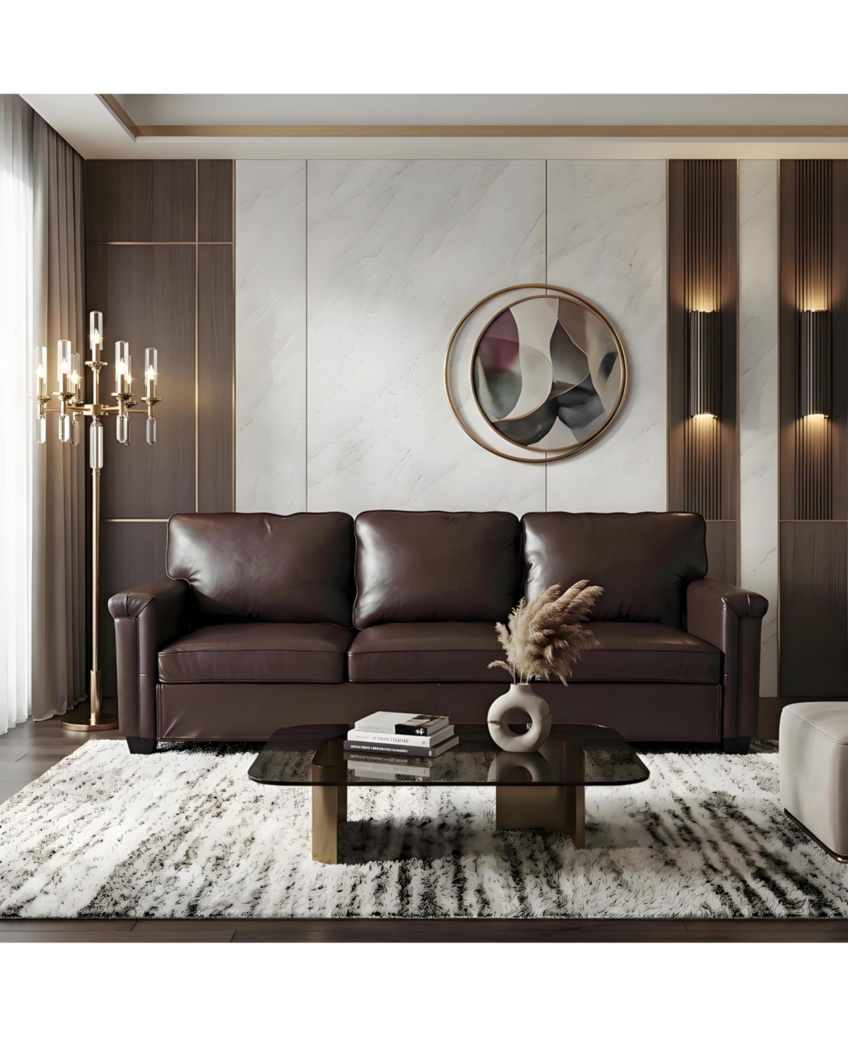 Click here for homfan 87.8 inch 3 Seater  Modern Faux Leather wit... prices