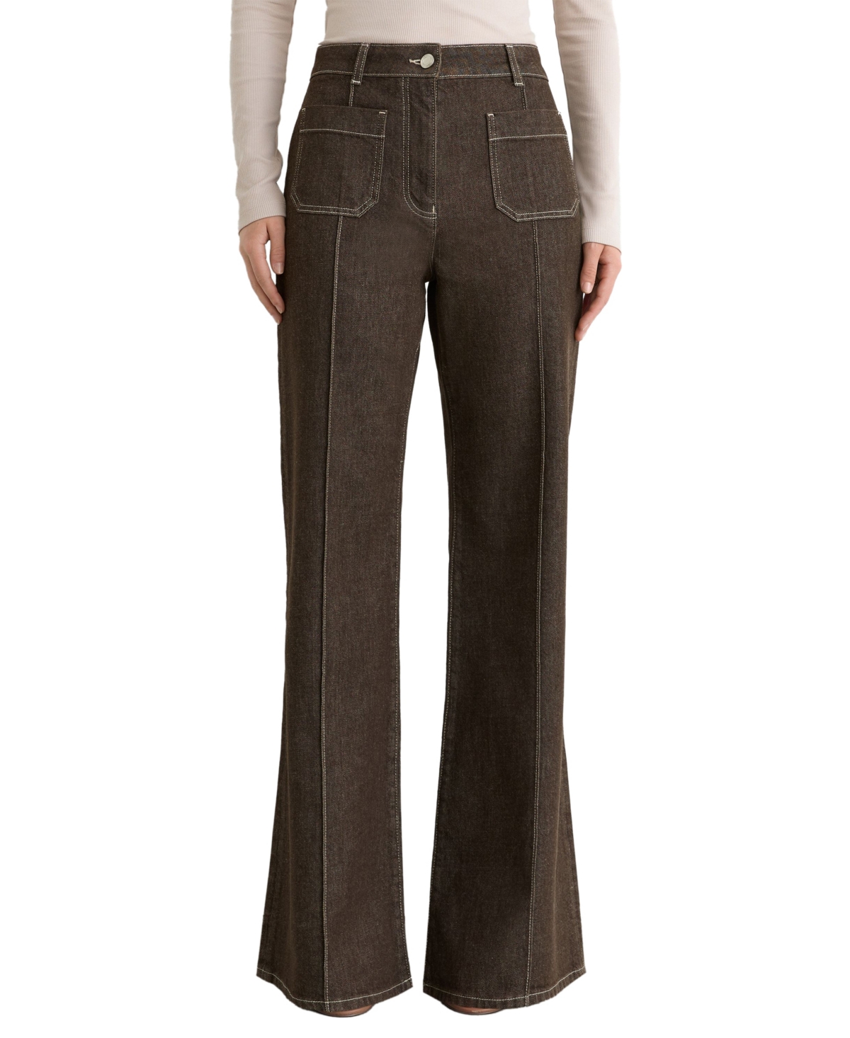 Click here for Reiss Petite Sakura High-Waisted Flared Patch-Pock... prices