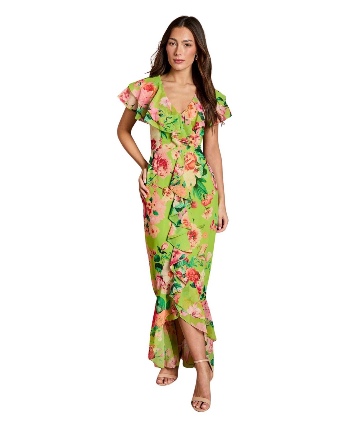 Click here for Coast Womens Floral Chiffon Maxi Dress - Lime prices