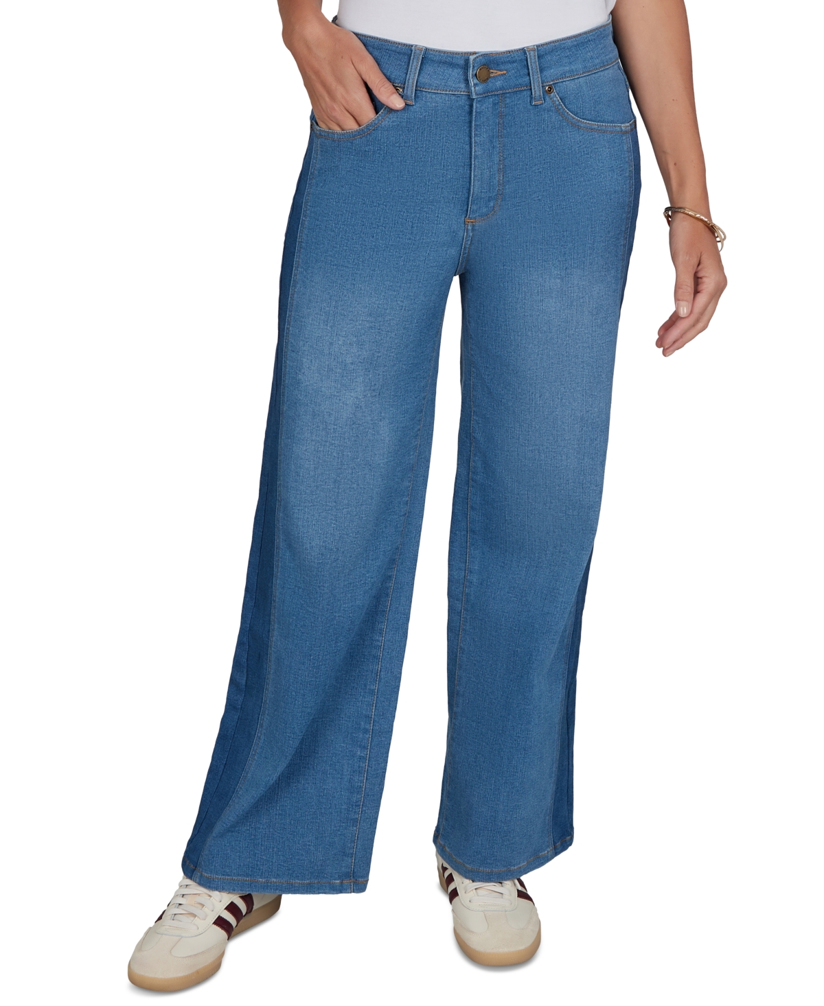 Click here for Ruby Rd. Petite Pull-On Wide-Leg Two-Tone Jeans -... prices