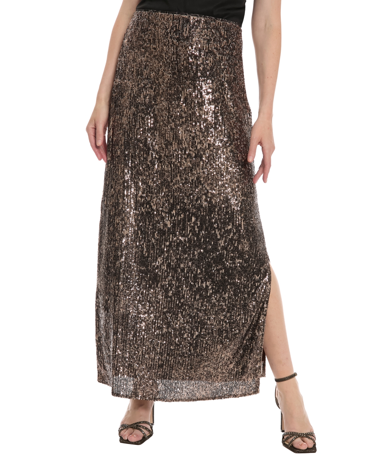 Click here for Muse Womens Polished Sheen Maxi Skirt - Ash Brown prices