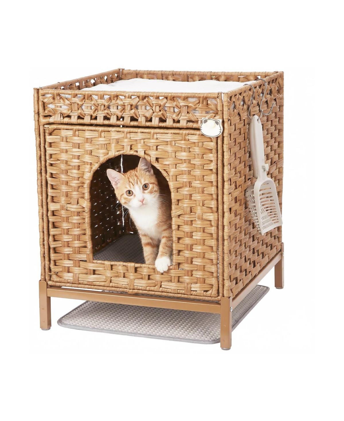 Click here for homfan Rattan Cat Litter Box Enclosure - Hidden Li... prices