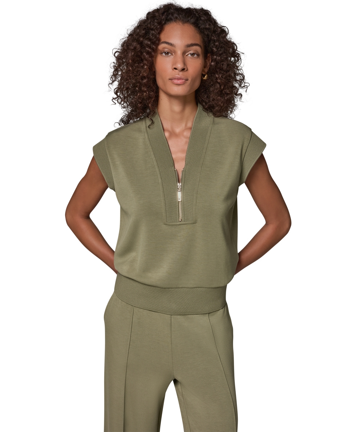 Click here for Donna Karan Weekend Womens Half-Zip V-Neck Top - S... prices