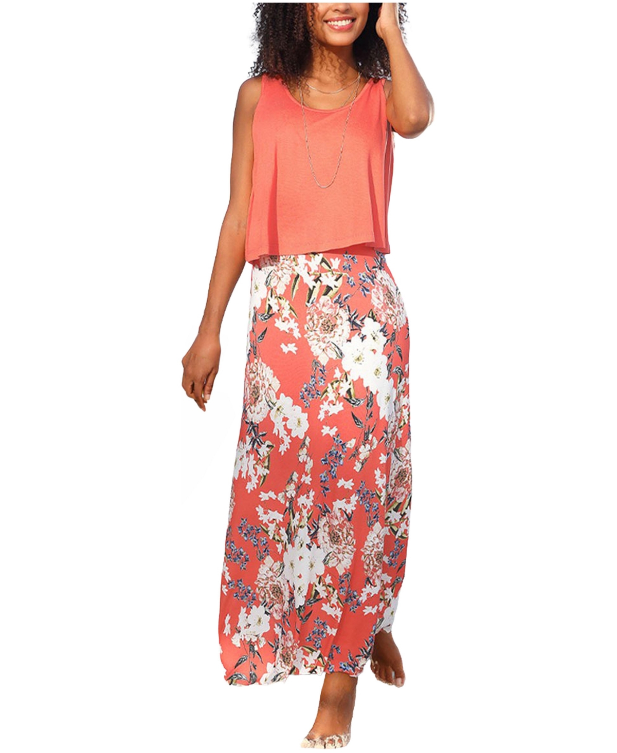 Click here for Lascana Womens Layered Look Scoop Neck Maxi Dress... prices