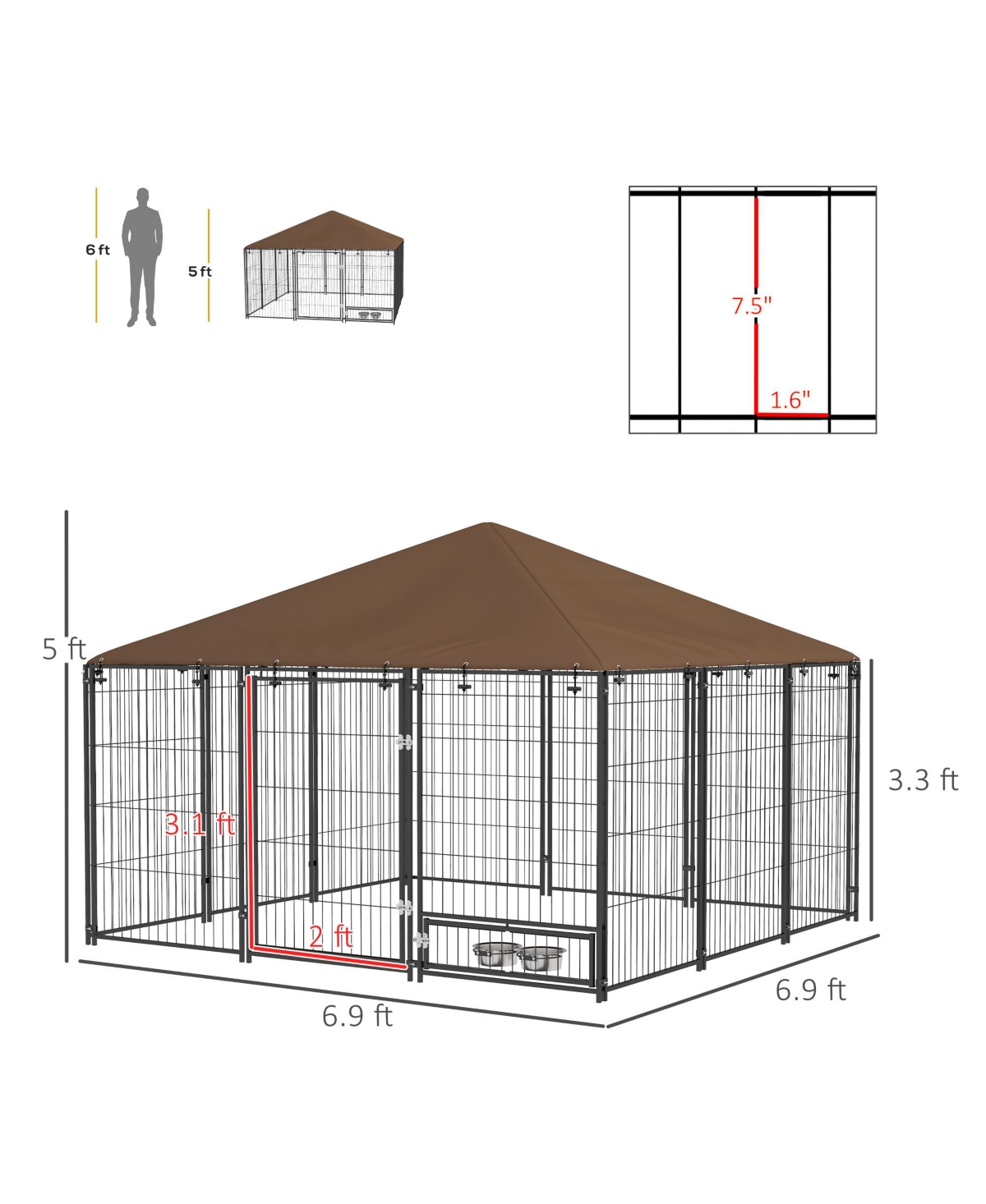 Click here for Ruie 6.9 ft Outdoor Dog Kennel with Canopy and Rot... prices