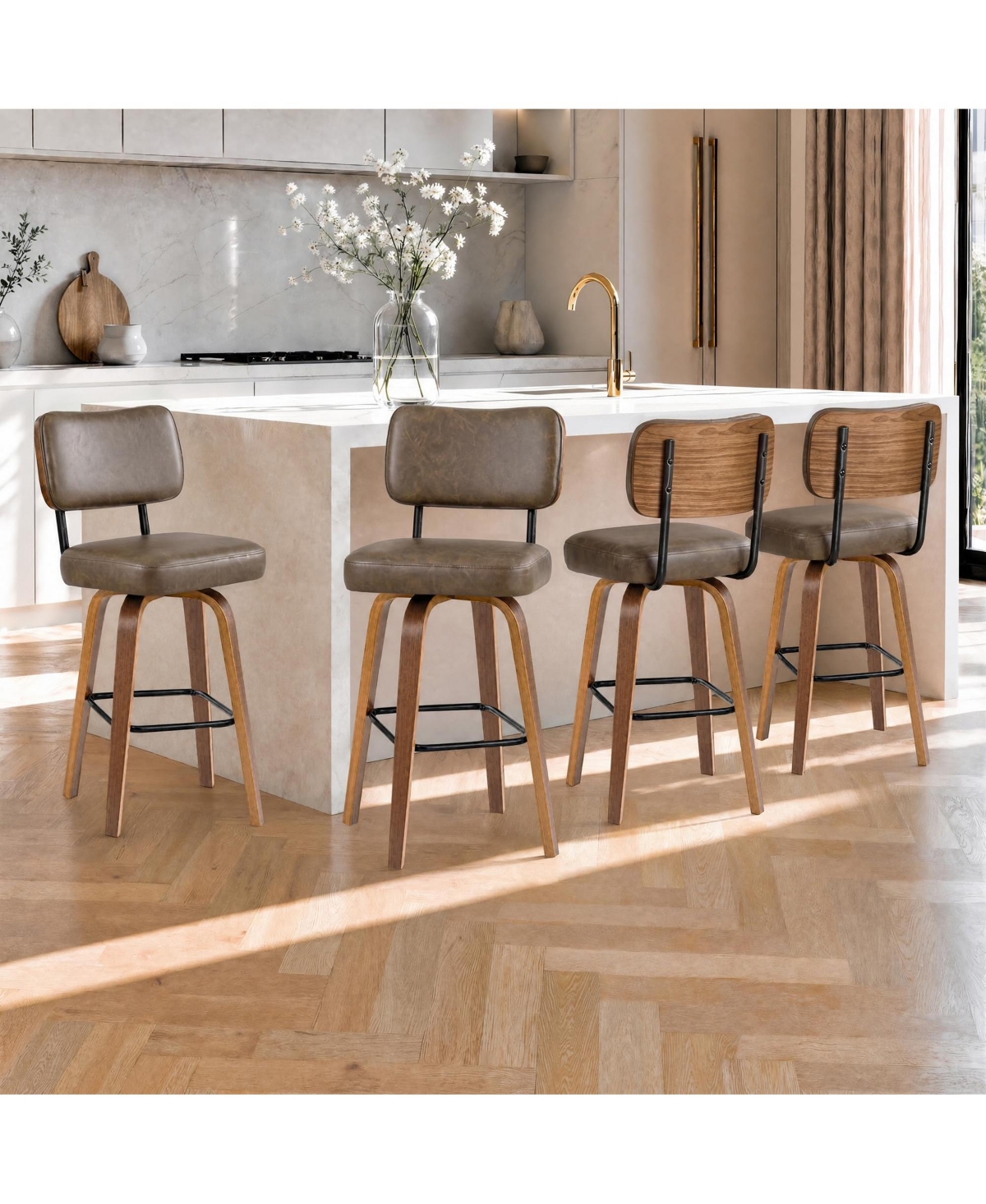 Click here for homfan Counter Height Bar Stools Set of 4  26 Swiv... prices