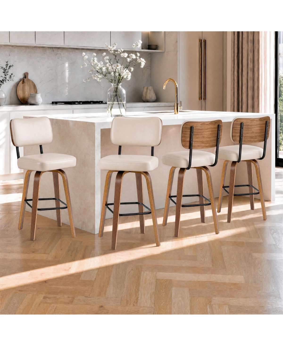 Click here for homfan Counter Height Bar Stools Set of 4  26 Swiv... prices