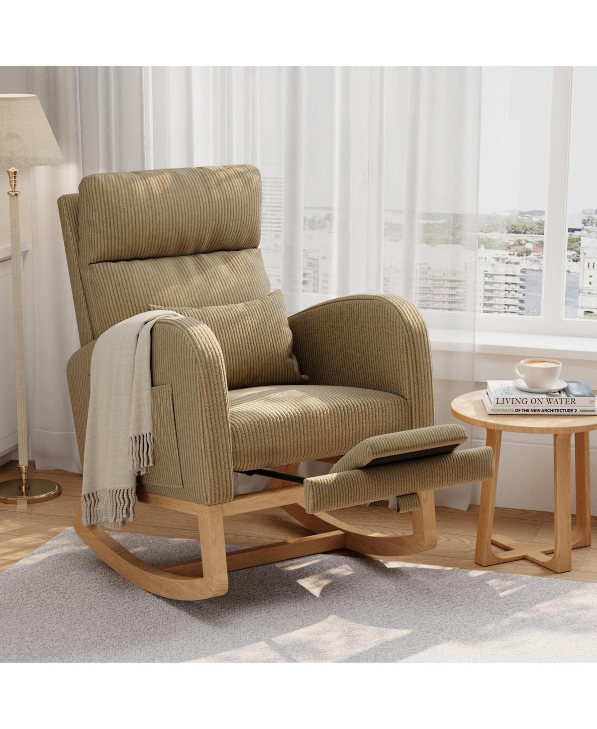 Click here for homfan Rocking Chair with Footrest  Linen Glider C... prices