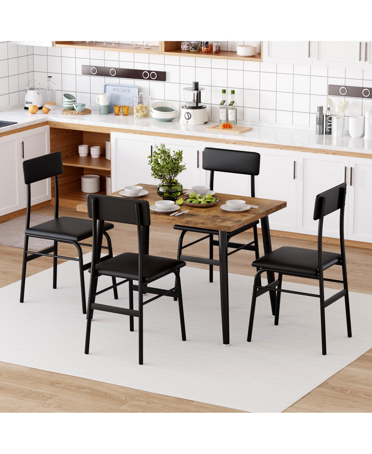 Click here for homfan Dining Table Set for 4  Wood Table with 4 U... prices