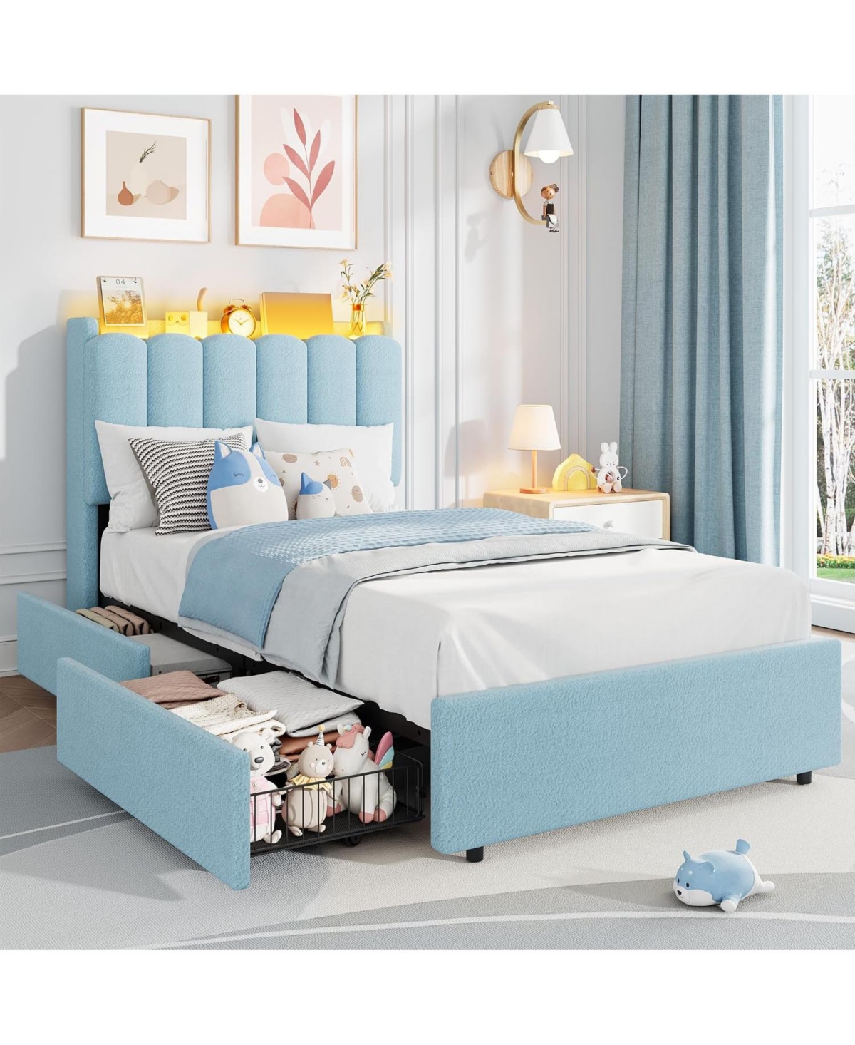 Click here for homfan Boucle Upholstered Twin Xl Platform Bed wit... prices