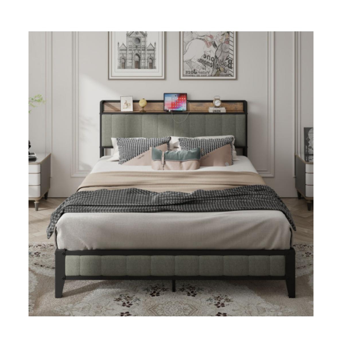 Click here for Lucky One King Size Platform Bed Frame with Usb Ou... prices