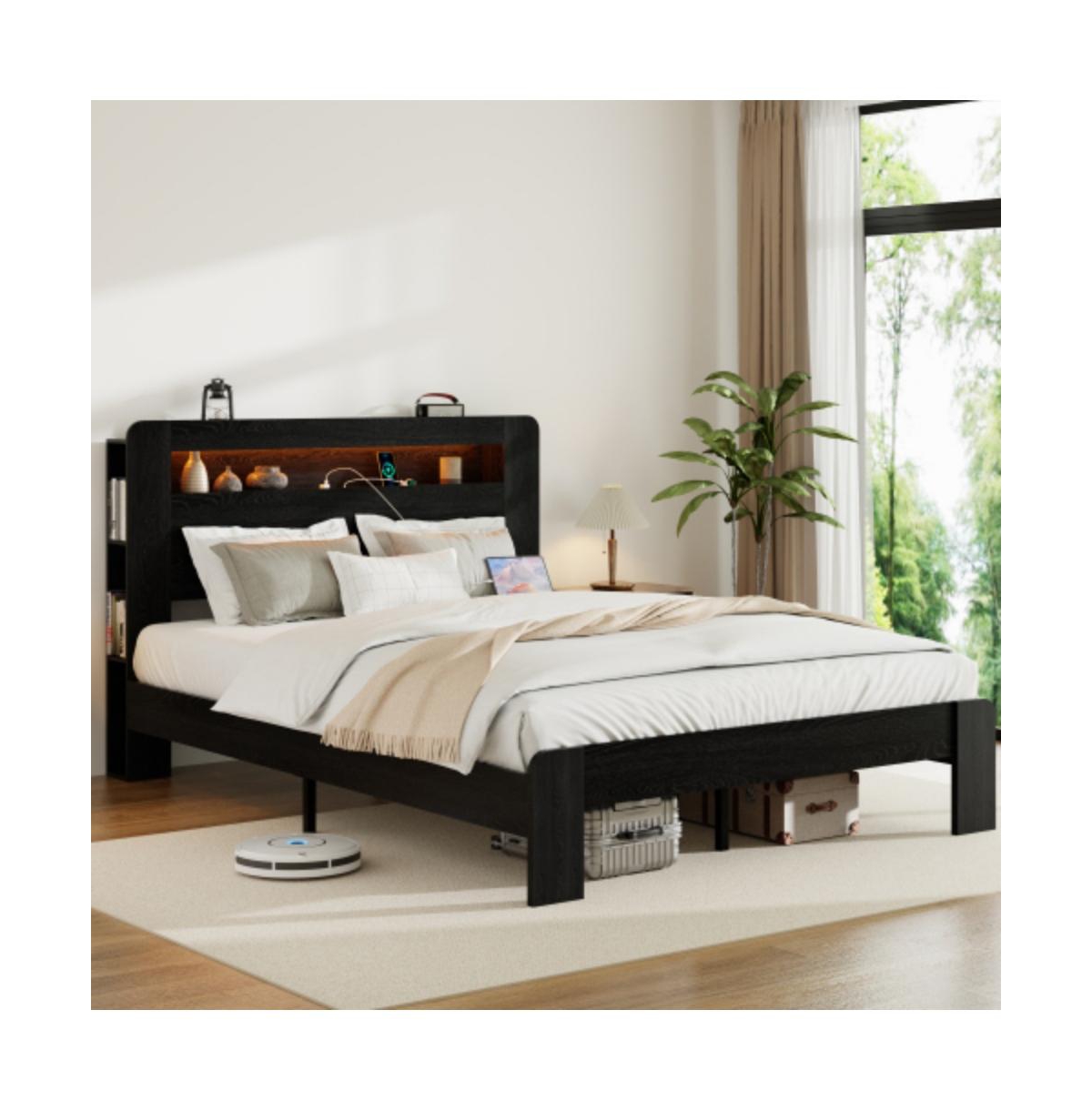 Click here for Lucky One Full Size Wood Platform Bed Frame with S... prices