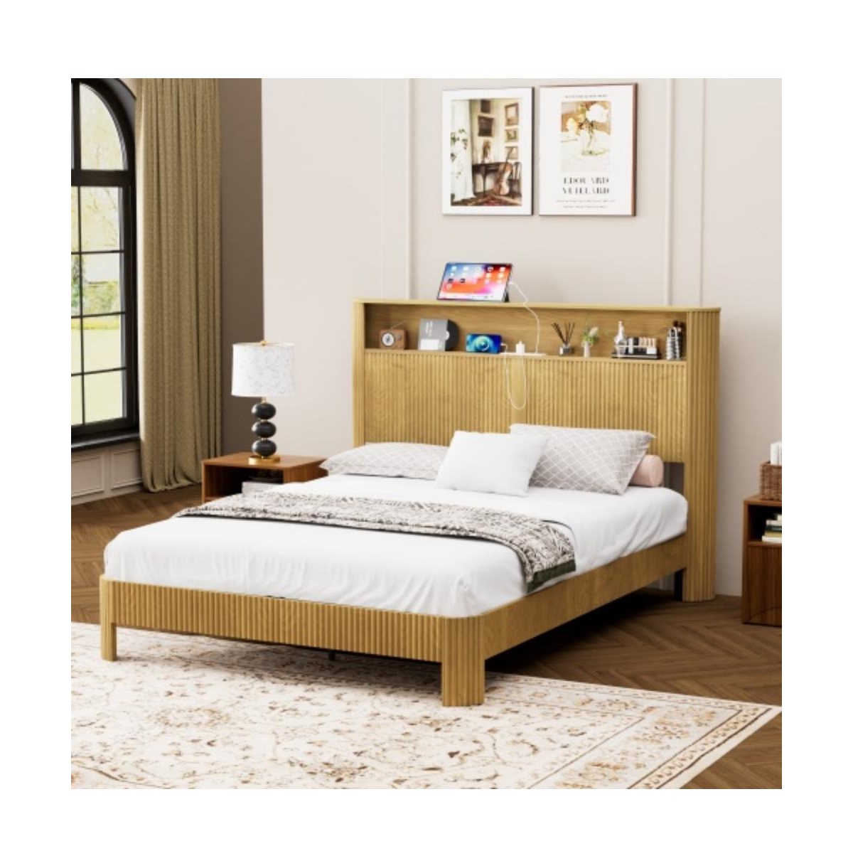 Click here for Lucky One Queen Size Bed Frame with Storage Headbo... prices