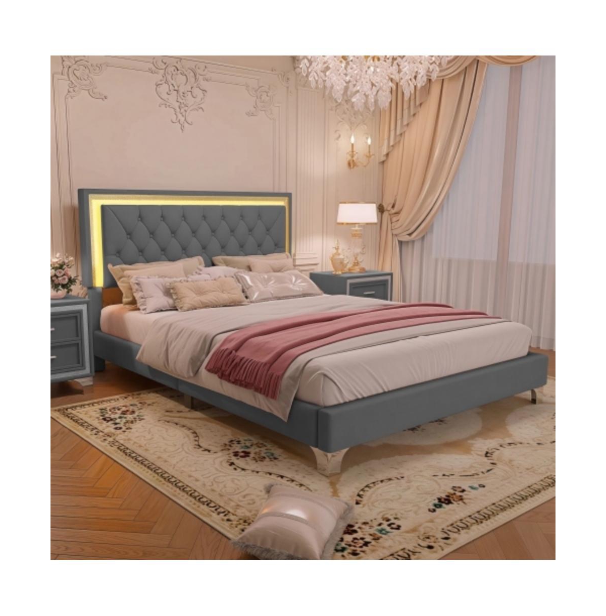Click here for Lucky One Queen Size Upholstered Bed Frame with Le... prices