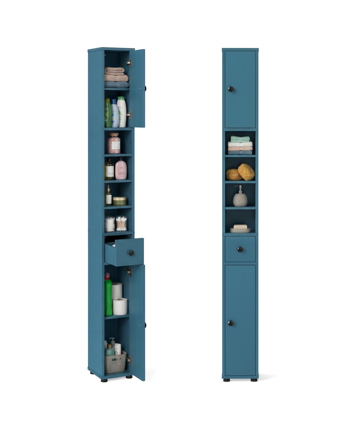 Click here for Gymax Set of 2 Slim Bathroom Tall Cabinet with 2 D... prices