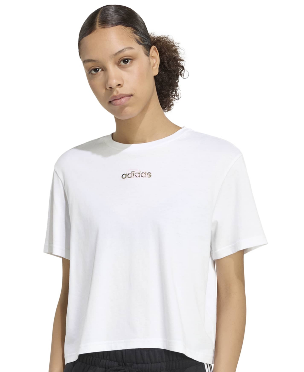 Click here for adidas Womens Camo Graphic Loose-Fit Crewneck T-Sh... prices