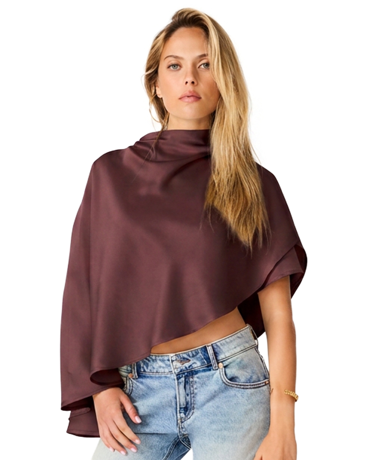 Click here for Steve Madden Womens Valery Cape-Sleeve Top - Wine... prices