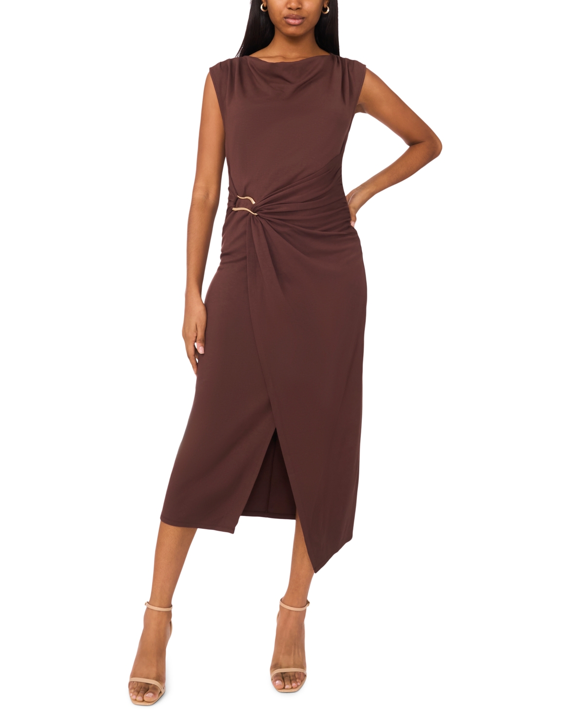 Click here for Msk Petite Short-Sleeve Ponte Midi Dress - Hot Fud... prices