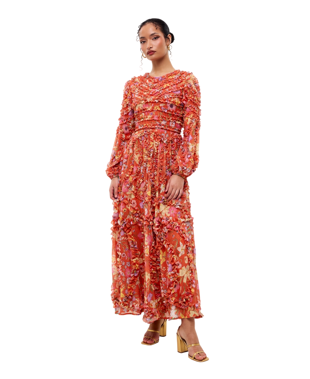 Click here for Maryisa Womens Modest Ruffle Floral Net Dress - Ma... prices