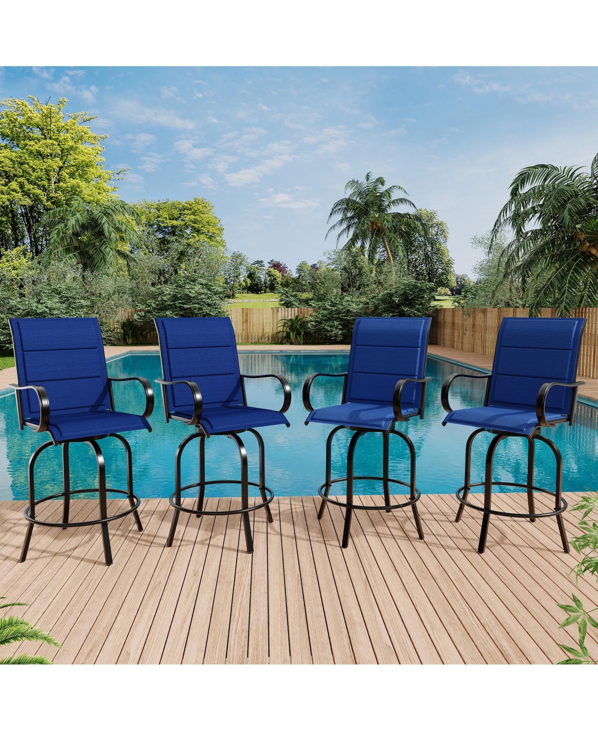 Click here for homfan Set of 4 Outdoor Swivel Bar Stools  All-Wea... prices