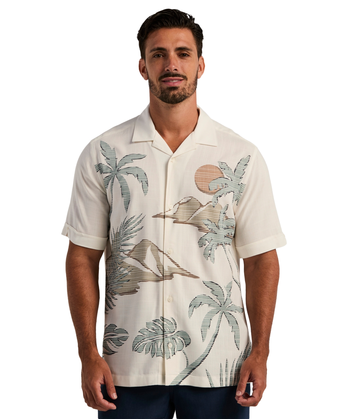 Click here for Cubavera Mens Scenic Print Guayabera Shirt - Egret prices