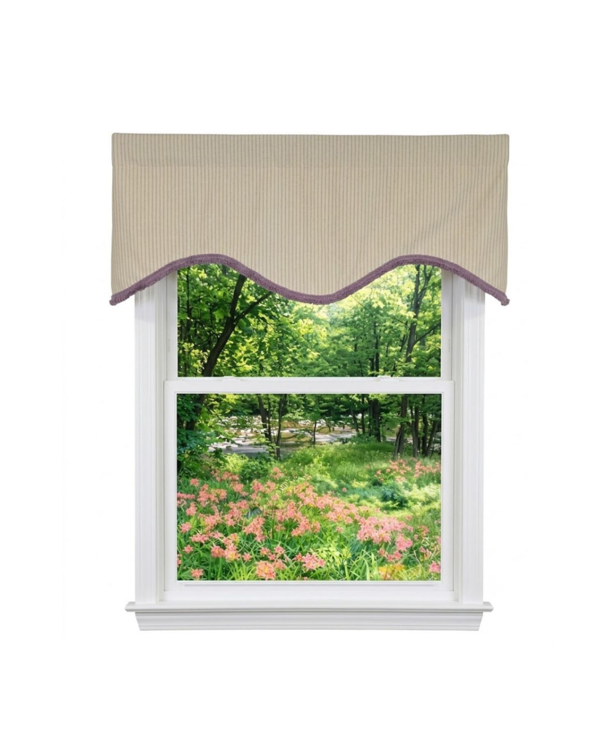 Click here for Rlf Home Lilac Stripe Trimmed Cornice Window Valan... prices