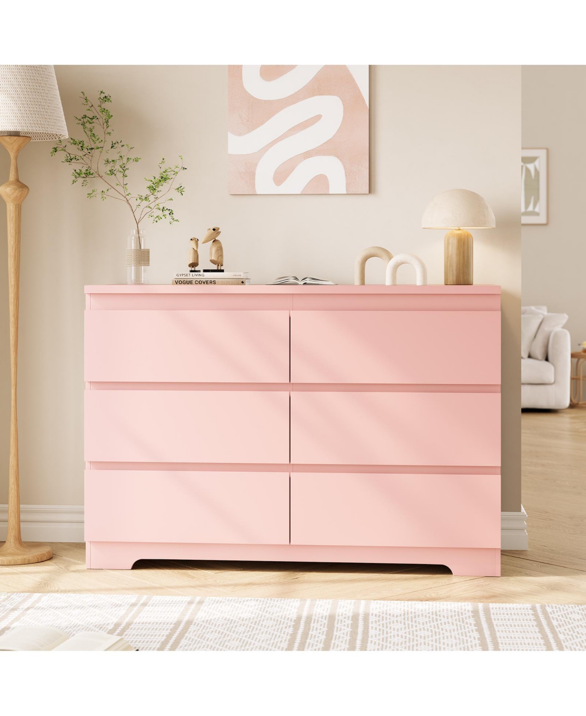 Click here for homfan Modern Wide Wooden 6 Drawer Double Dresser... prices