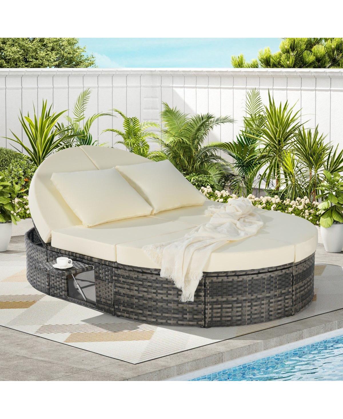 Click here for Asagikoiai Outdoor Patio Round Wicker Lounger Dayb... prices