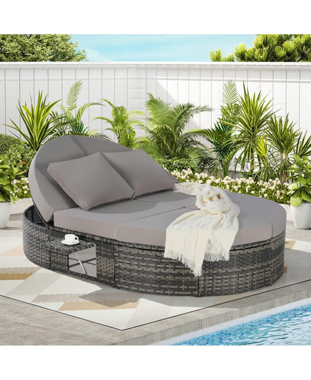 Click here for Asagikoiai Outdoor Patio Round Wicker Lounger Dayb... prices