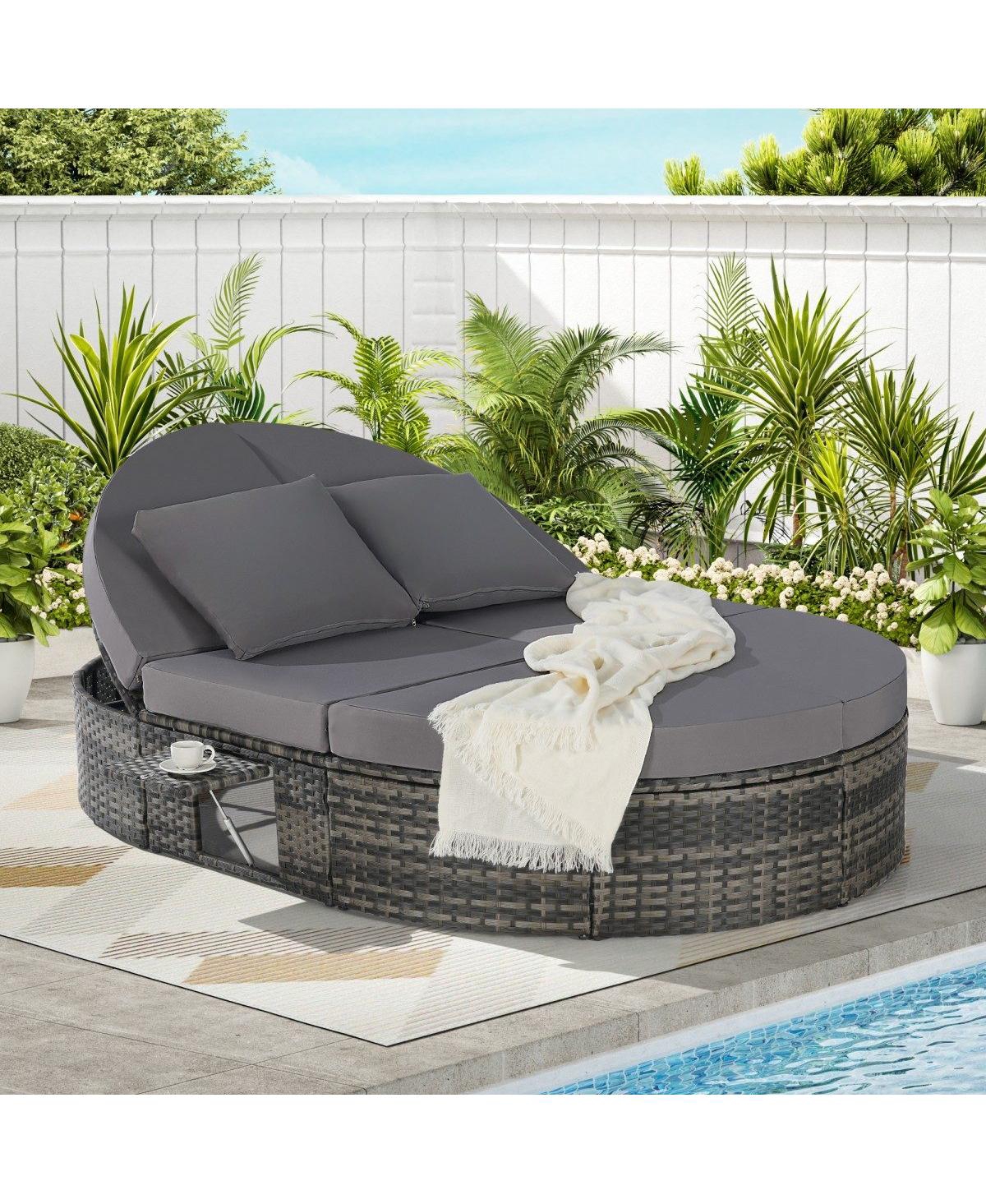 Click here for Asagikoiai Outdoor Patio Round Wicker Lounger Dayb... prices