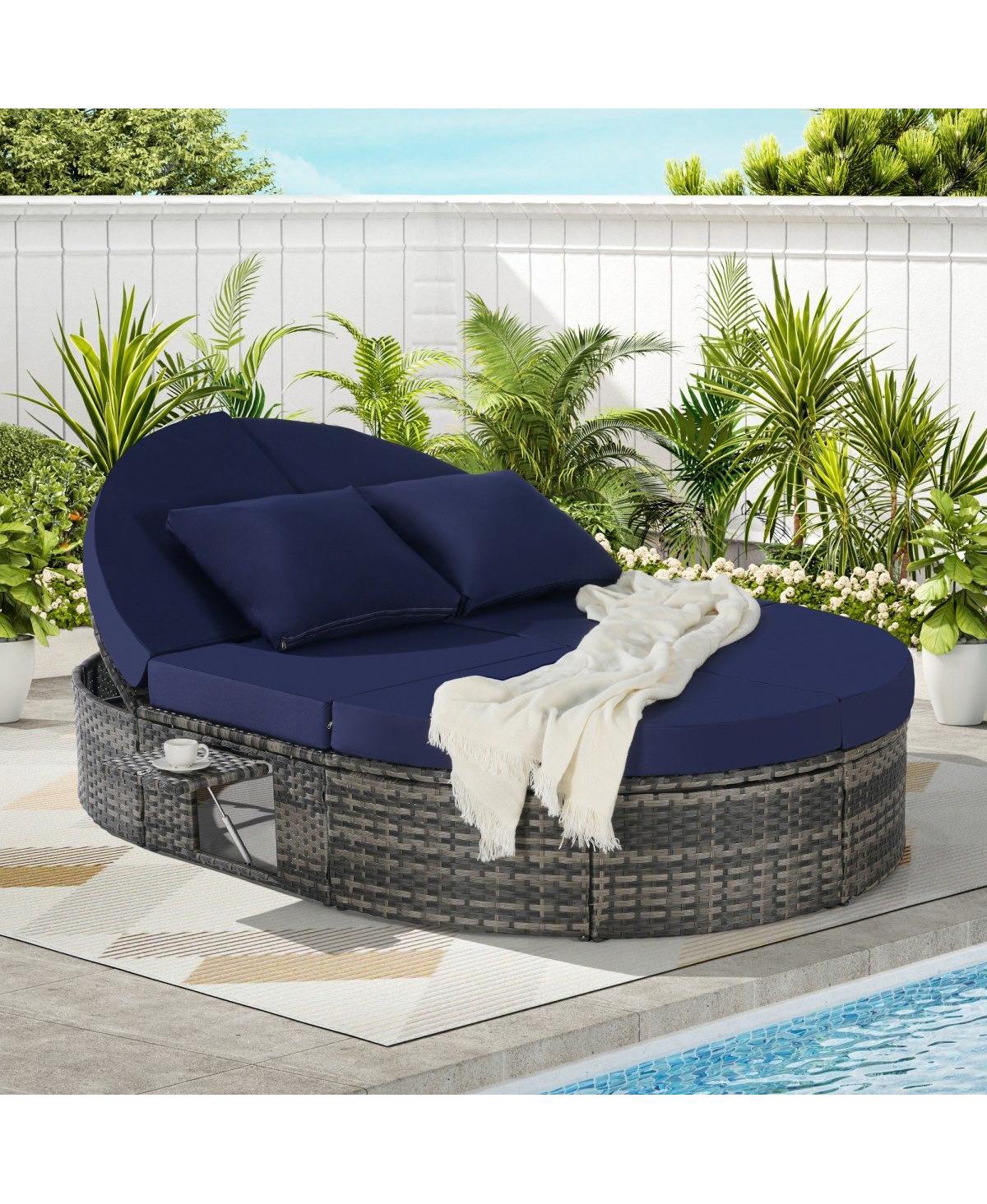 Click here for Asagikoiai Outdoor Patio Round Wicker Lounger Dayb... prices