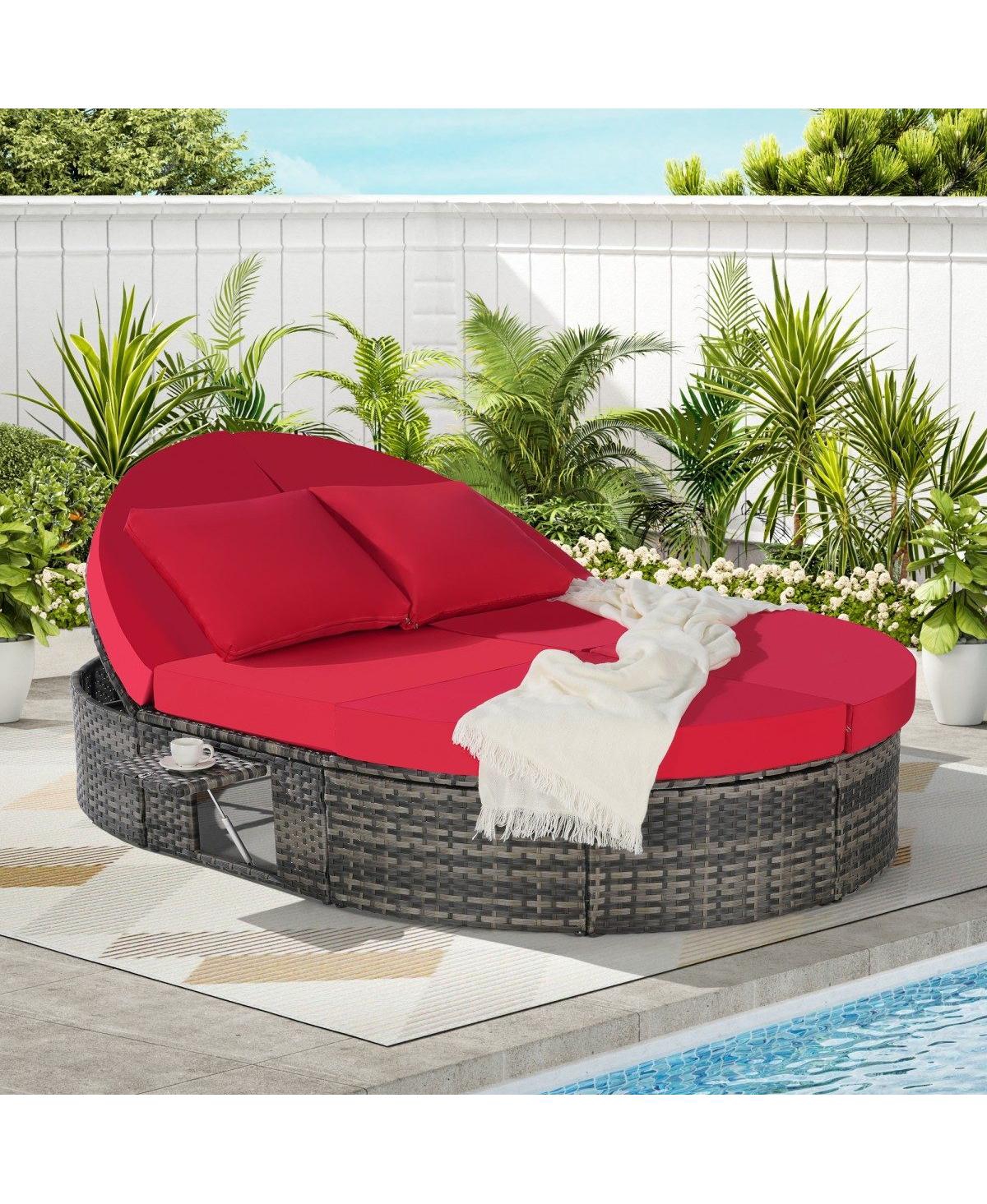 Click here for Asagikoiai Outdoor Patio Round Wicker Lounger Dayb... prices