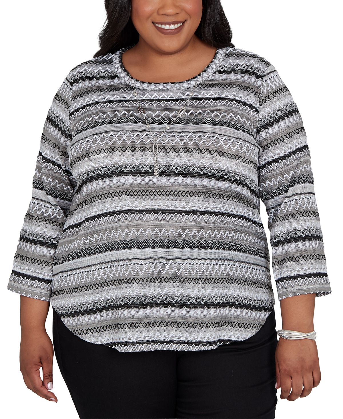 Click here for Alfred Dunner Plus Size Classic Textured Stripe Kn... prices