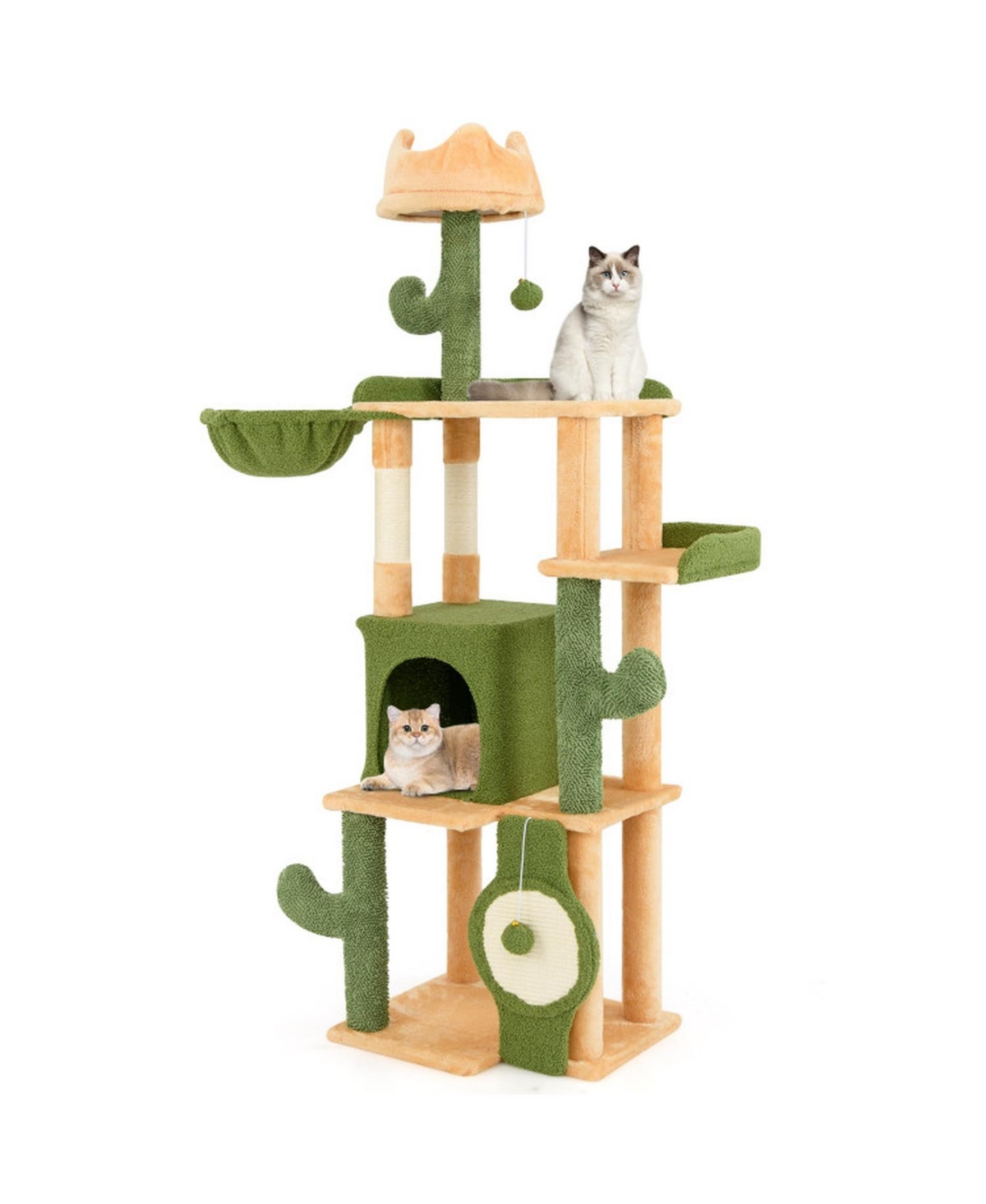 Click here for Hongge 63 Inch Cactus Cat Tree with Hideaway Condo... prices