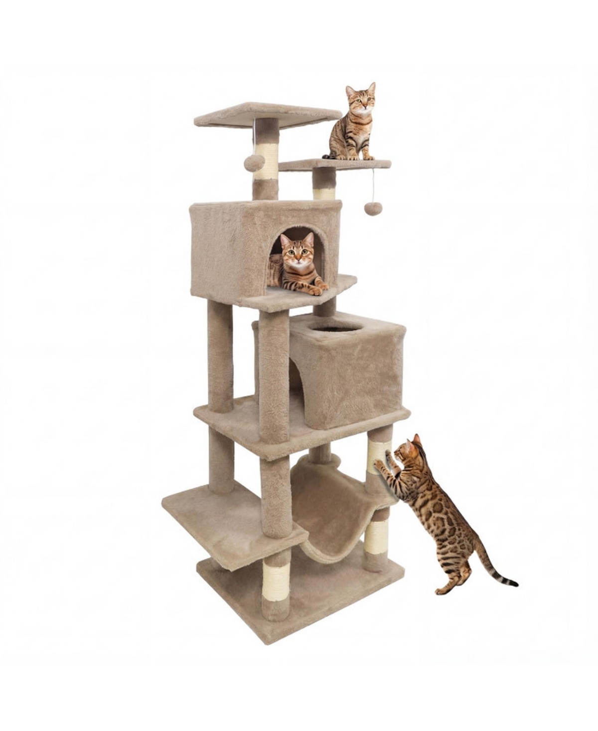 Click here for Hongge 57 Inch Cat Tree with Dual Condos Hammock a... prices