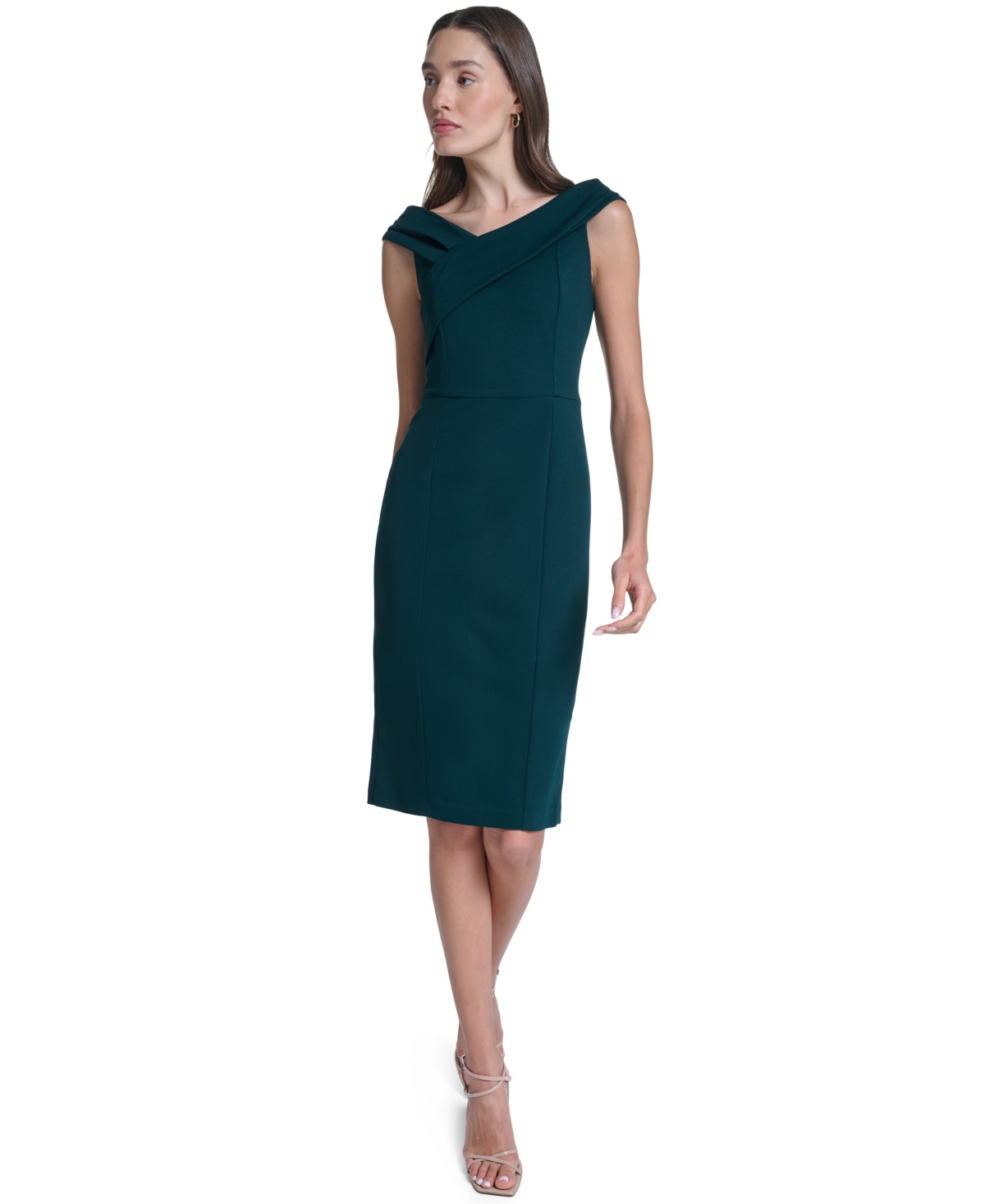 Click here for Calvin Klein Womens Off-The-Shoulder Midi Dress -... prices