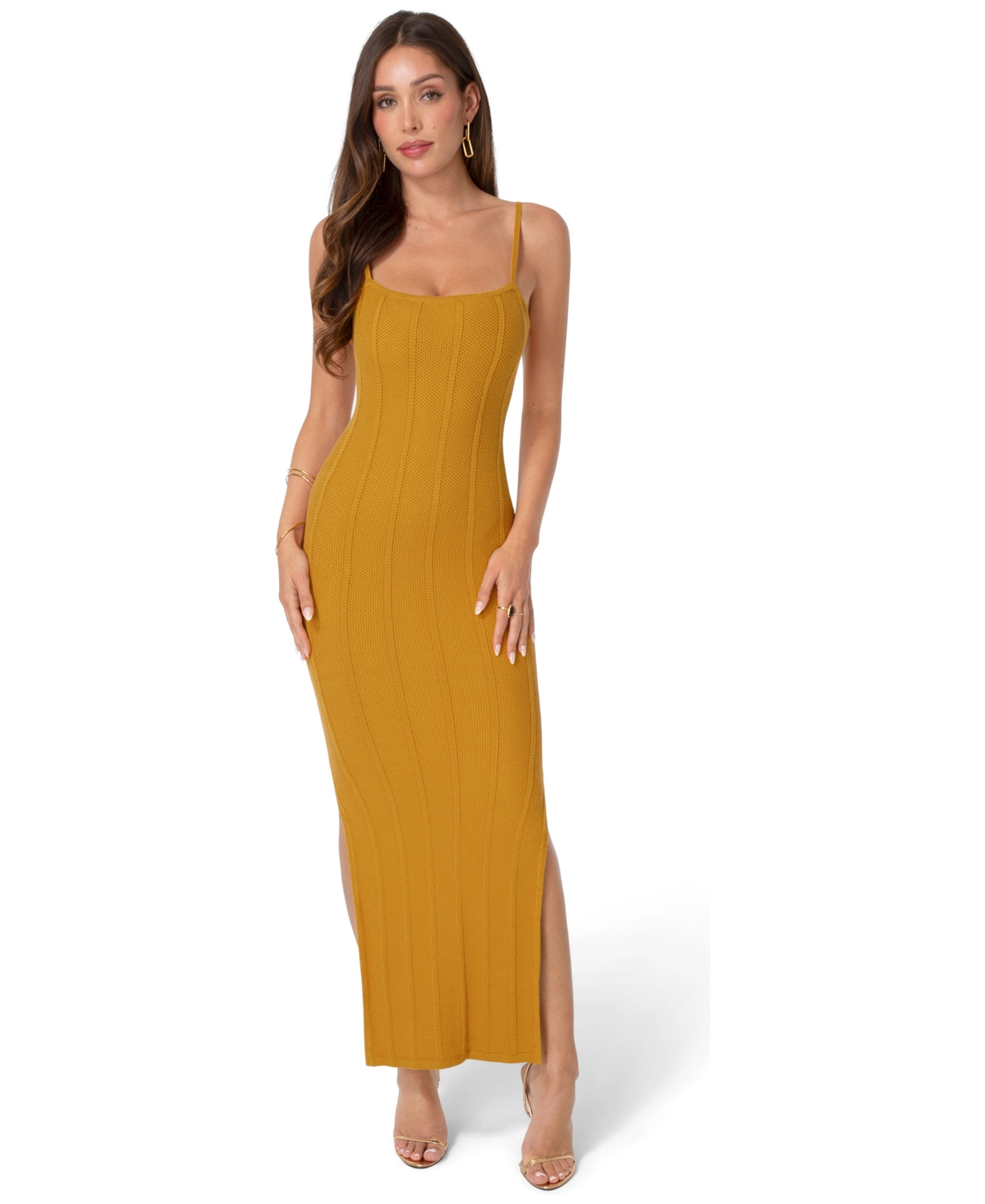 Click here for Bebe Womens Ribbed Knit Square Neck Bodycon Side-S... prices