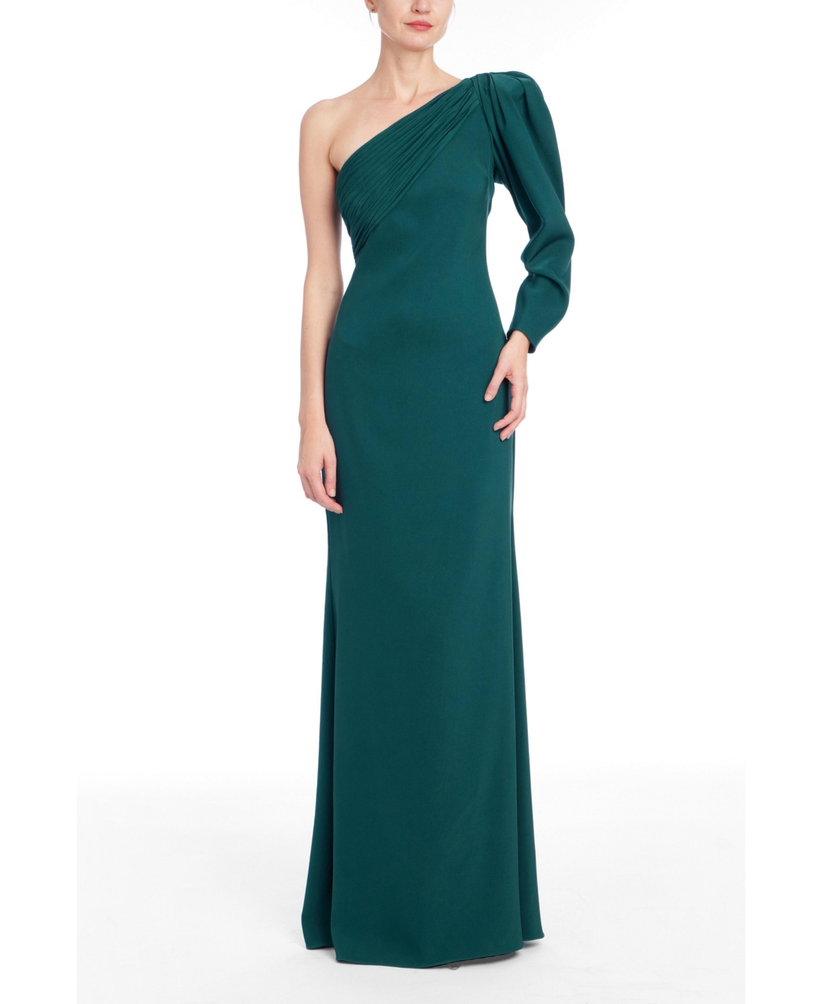 Click here for Badgley Mischka Womens The One-Shoulder Draped Gow... prices