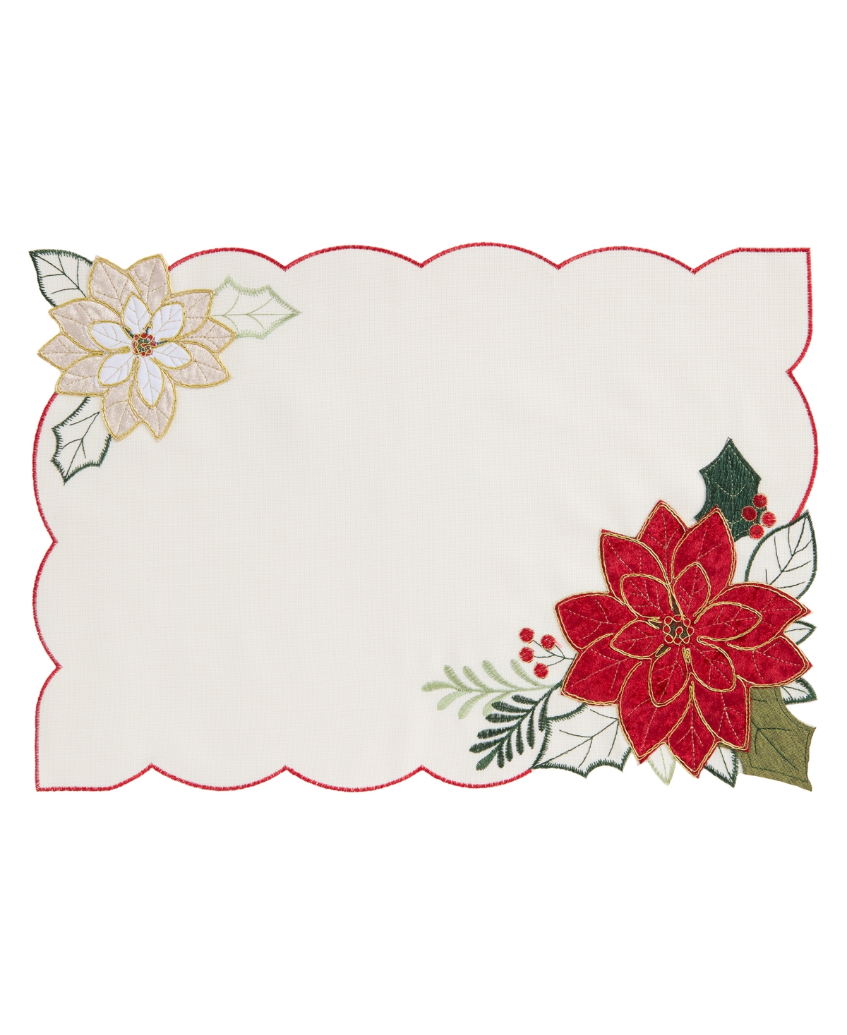 Click here for Elrene Holiday Poinsettia Embroidered Scalloped Pl... prices