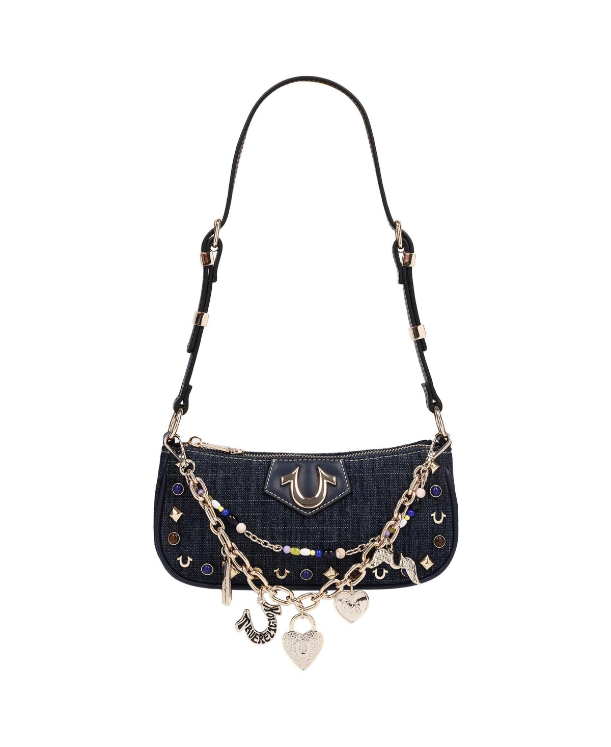Click here for True Religion Chain and Studs Denim Shoulder Bag -... prices