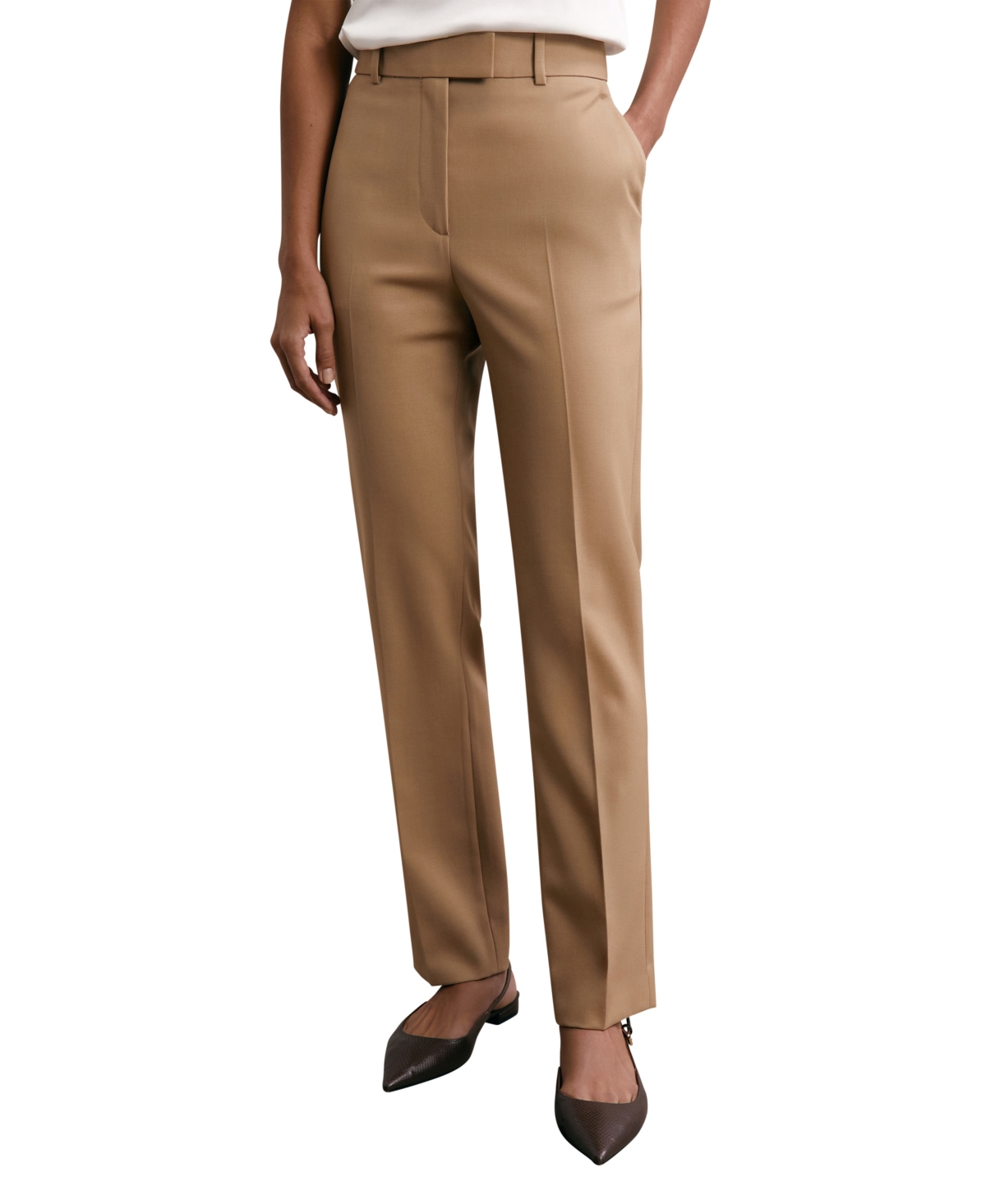Click here for Reiss Womens Wool-Blend Slim-Fit Mid-Rise Pants  2... prices