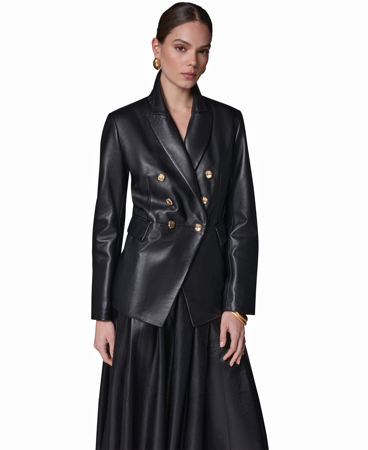 Click here for Donna Karan New York Womens Leather Blazer Coat -... prices