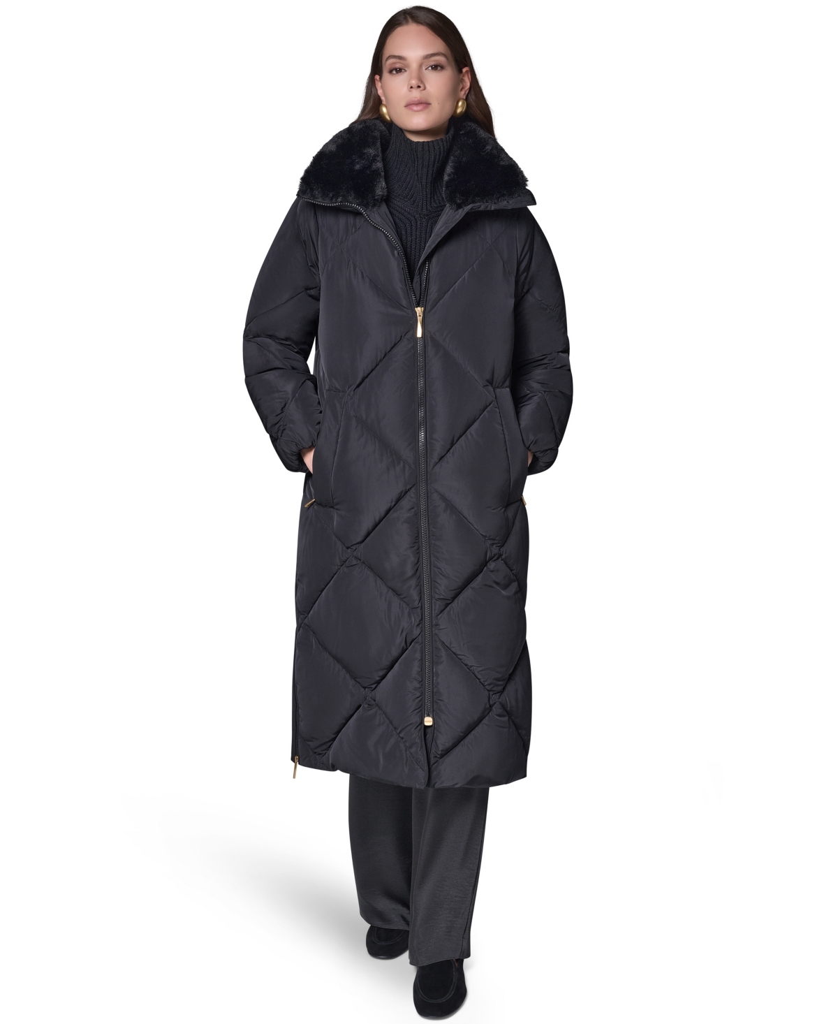 Click here for Donna Karan New York Womens Quilted Midi-Length Fa... prices